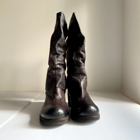 Vic Matie | Shoes | Nib Vic Matie Dark Coffee Brown Leather Biker Style Boots 4 | Poshmark